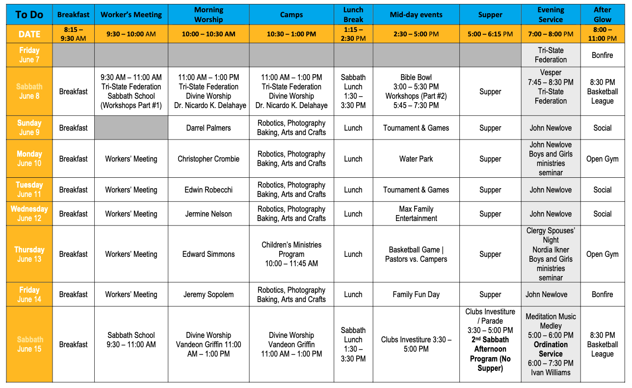 Camp Meeting – South Atlantic Conference of Seventh-day Adventist